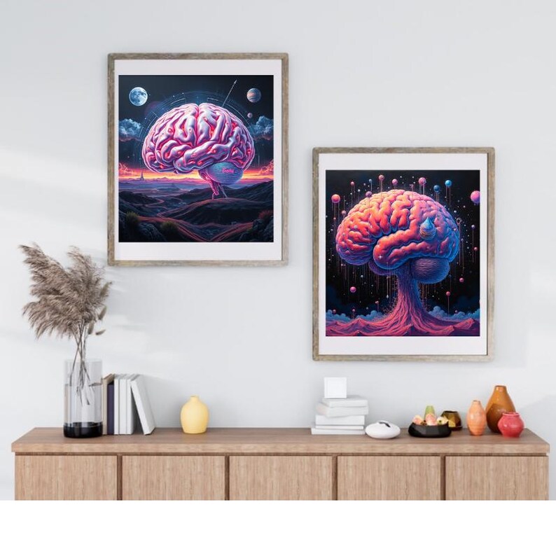 Neuroscience Brain Art;digital Download Prints-surrealistic Neuroworld ...