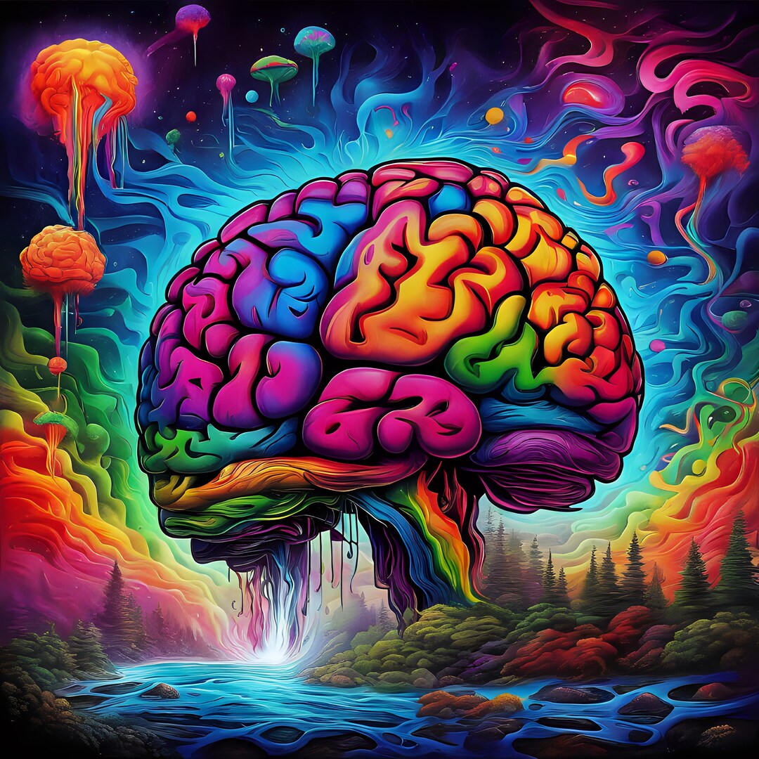 Neuroscience Brain Art; Digital Download Prints- Rainbow Brain Psych ...