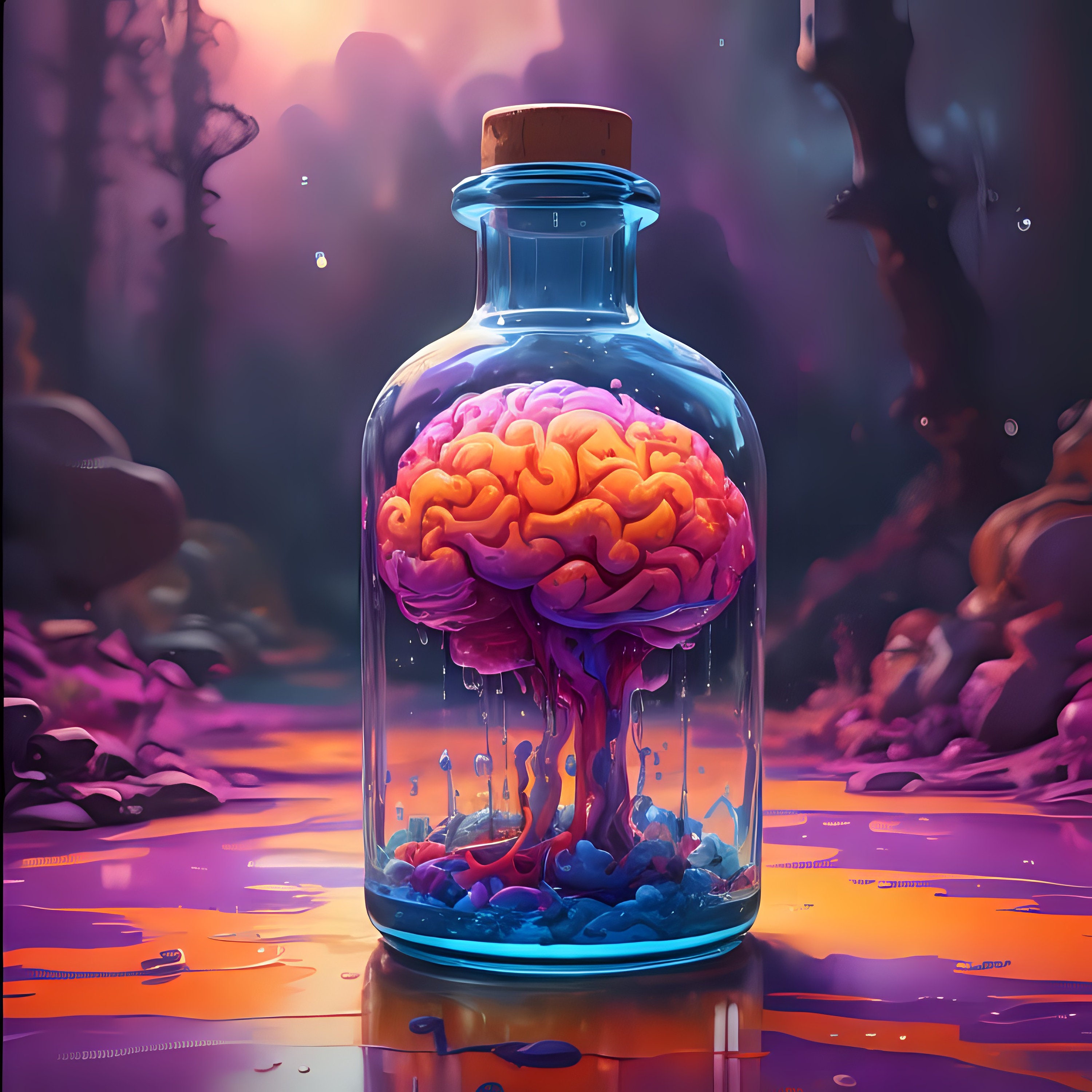 Neuroscience Brain Art Digital Download Prints brain in a Bottle ...