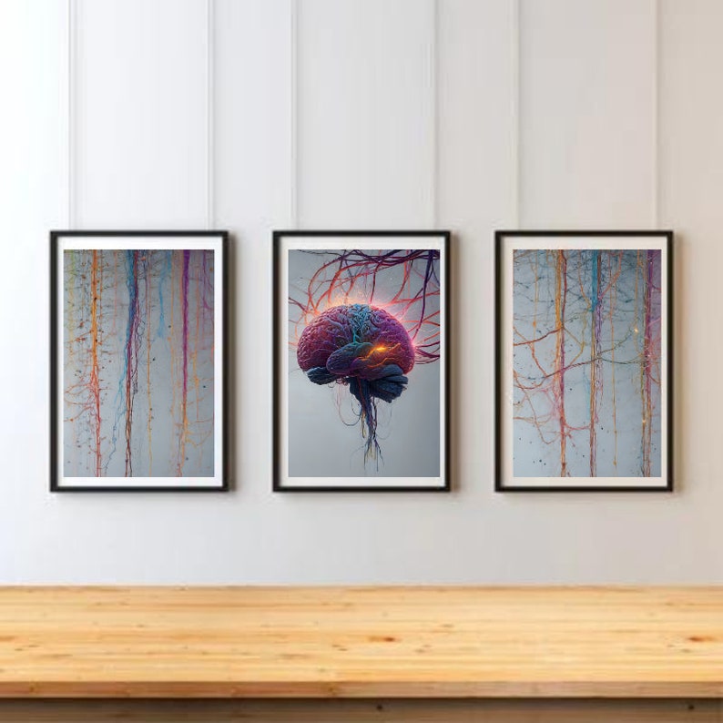 Neuroscience Brain Art; Digital Downloads - Neurology, Brains, Neurons ...