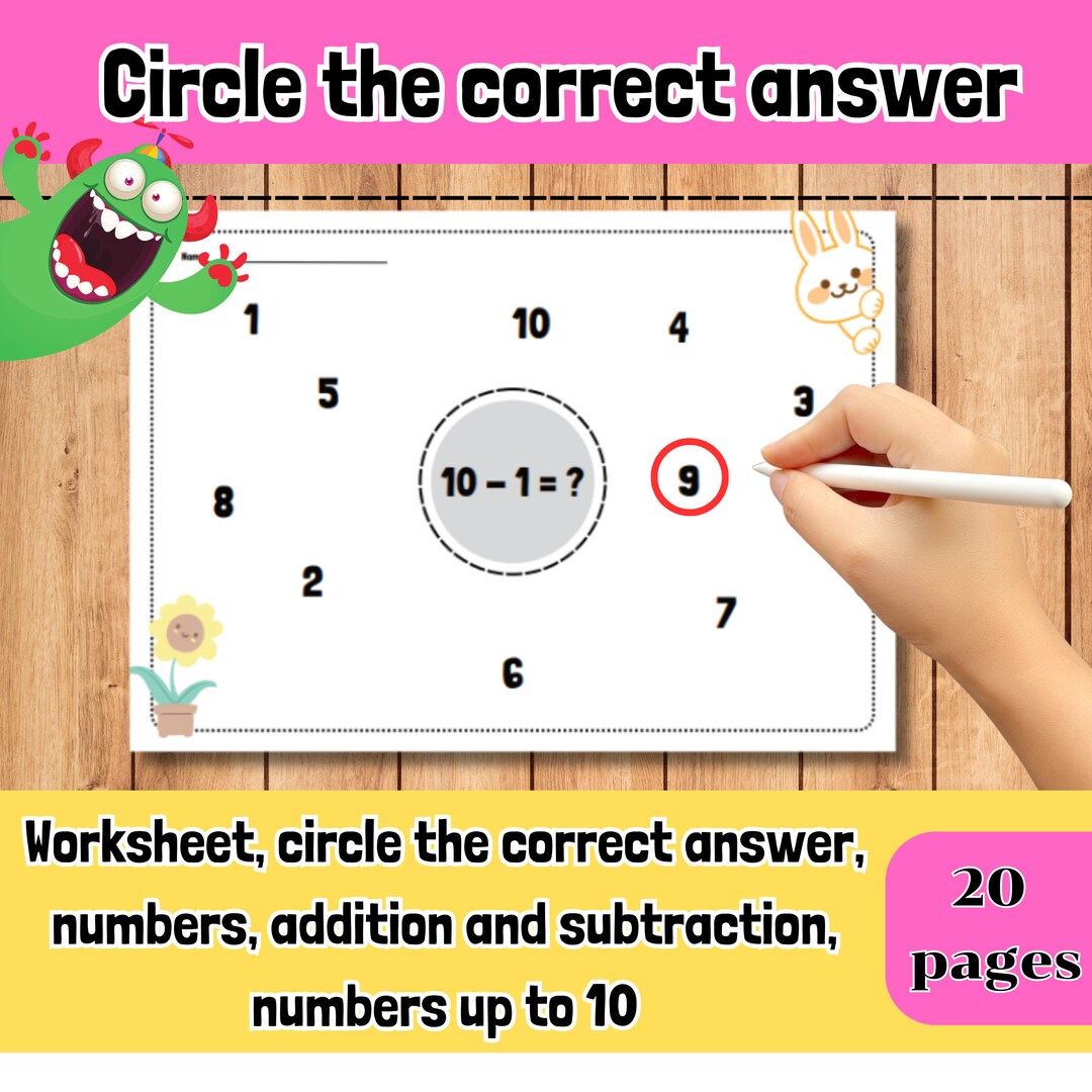 Worksheet, Circle the Correct Answer, Numbers, Addition and Subtraction ...
