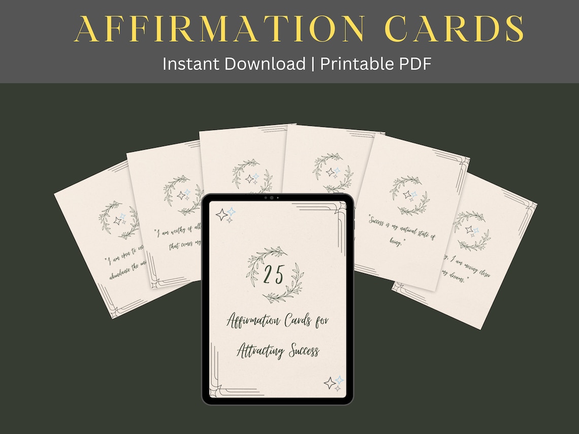 Printable Affirmation Cards for Attracting Success Mental Health ...