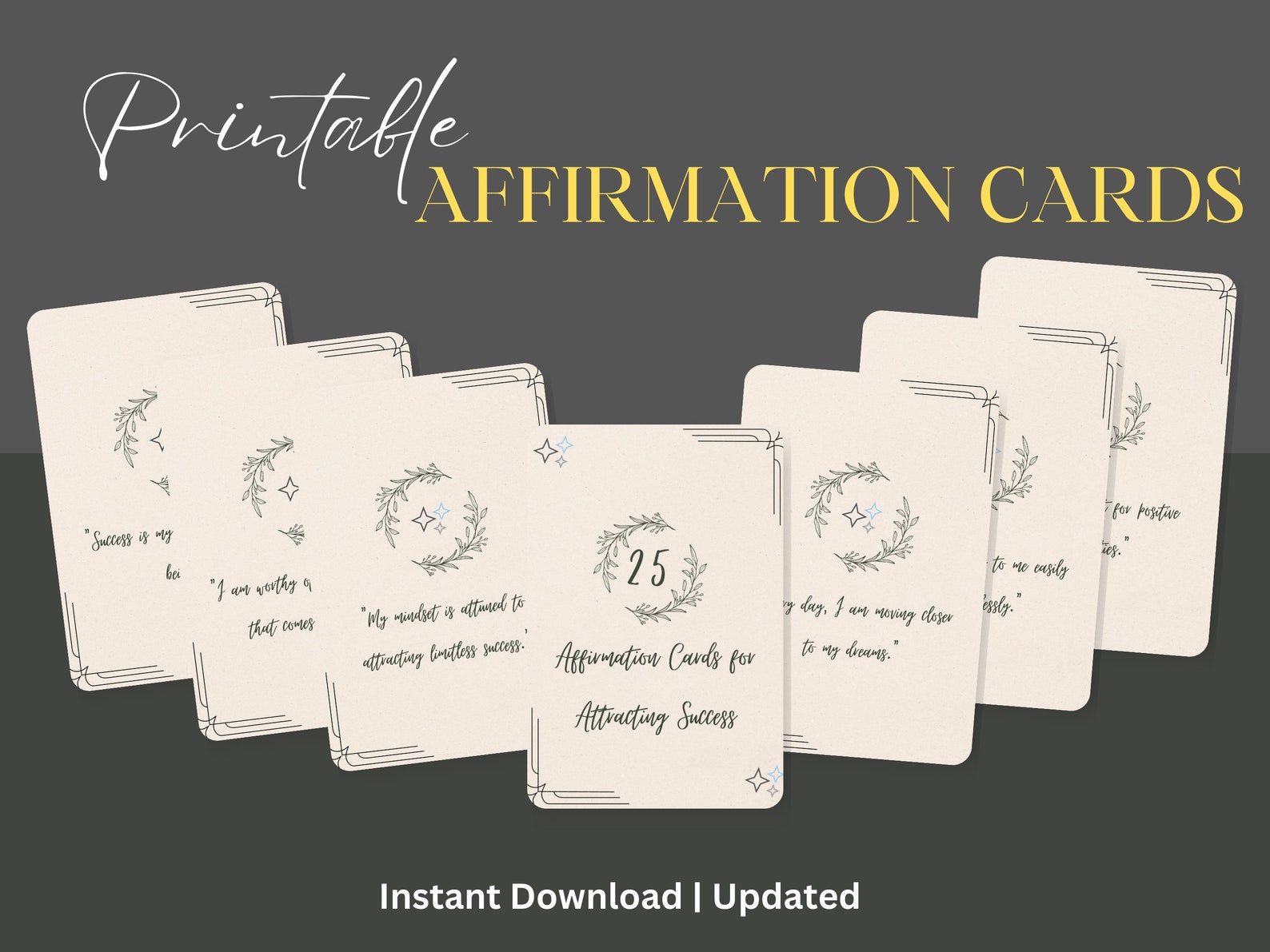 Printable Affirmation Cards for Attracting Success Mental Health ...
