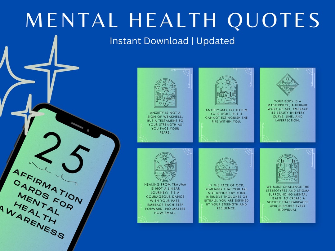 Affirmation Cards for Mental Health Awareness Mindful Cards Self Love ...