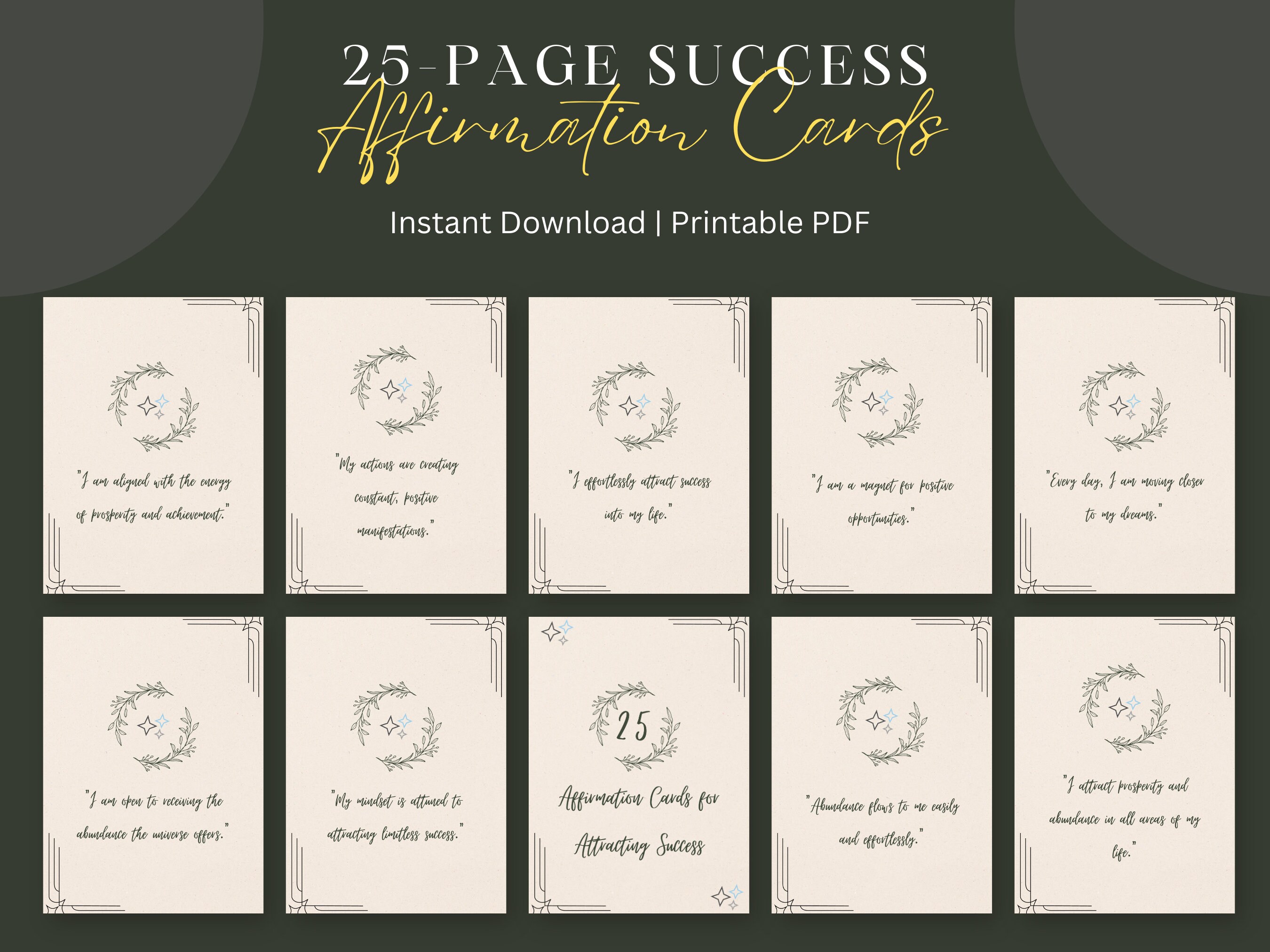 Printable Affirmation Cards for Attracting Success Mental Health ...