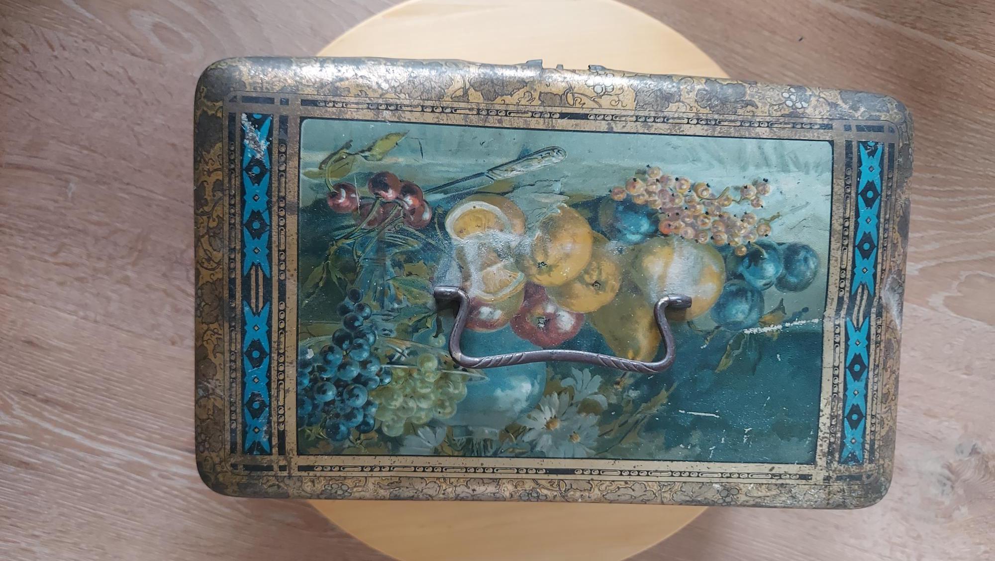 Large Vintage Tin Box With a Still of Fruit on the Top and All Sides ...