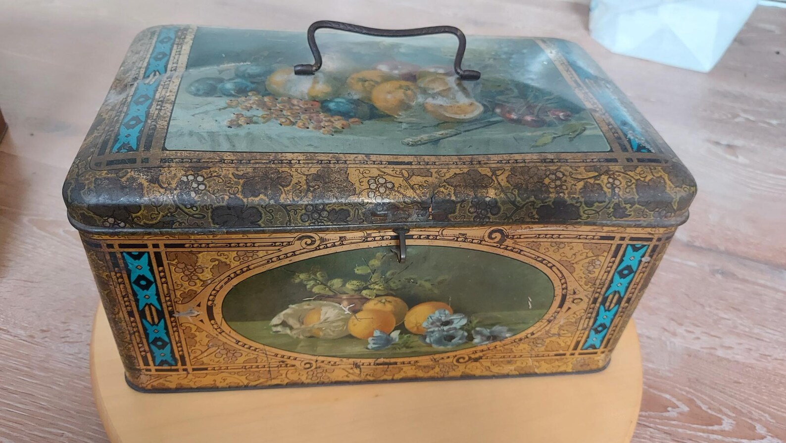 Large Vintage Tin Box With a Still of Fruit on the Top and All Sides ...