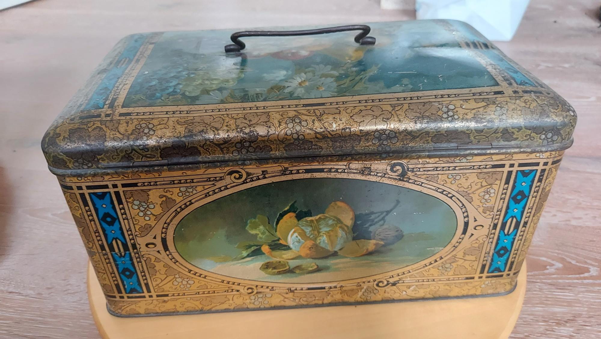 Large Vintage Tin Box With a Still of Fruit on the Top and All Sides ...