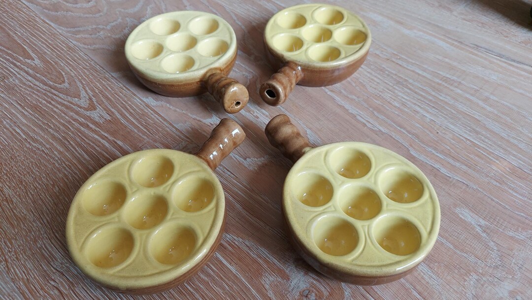 Set of 4 'escargot' Ceramic Plates, Brown/yellow, Made in France - Etsy