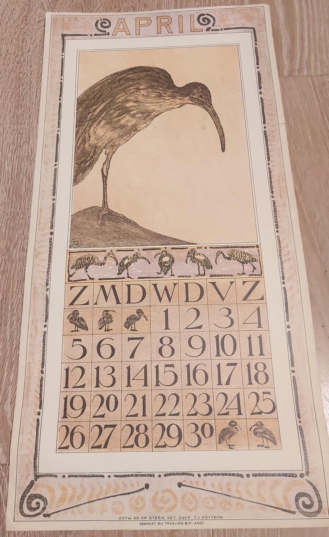 Print Lithography Original Page of Calendar April From 1907 - Etsy