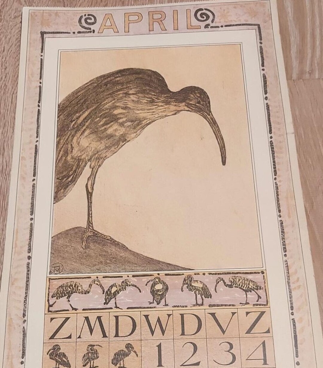 Print, Lithography, Original Page of Calendar April From 1907 of Theo ...