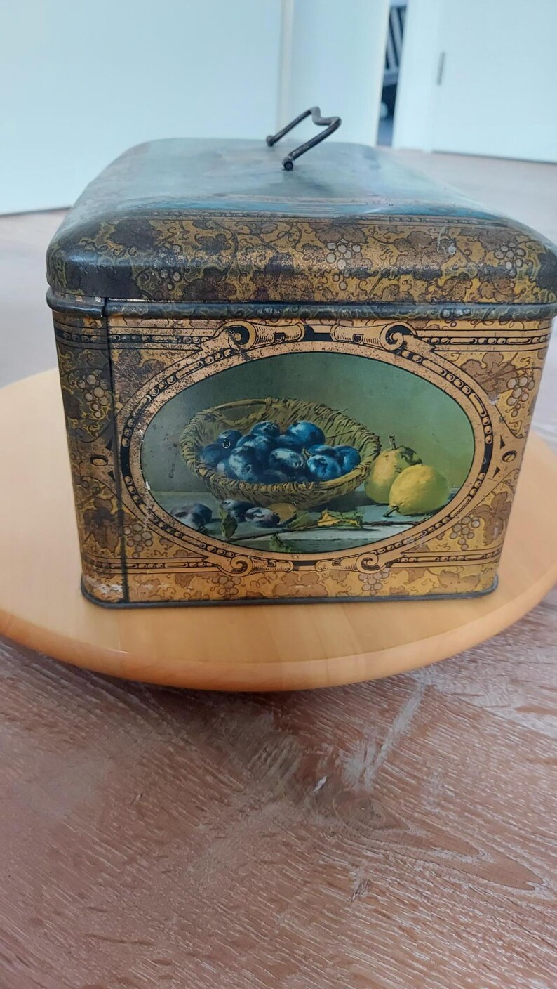 Large Vintage Tin Box With a Still of Fruit on the Top and All Sides ...