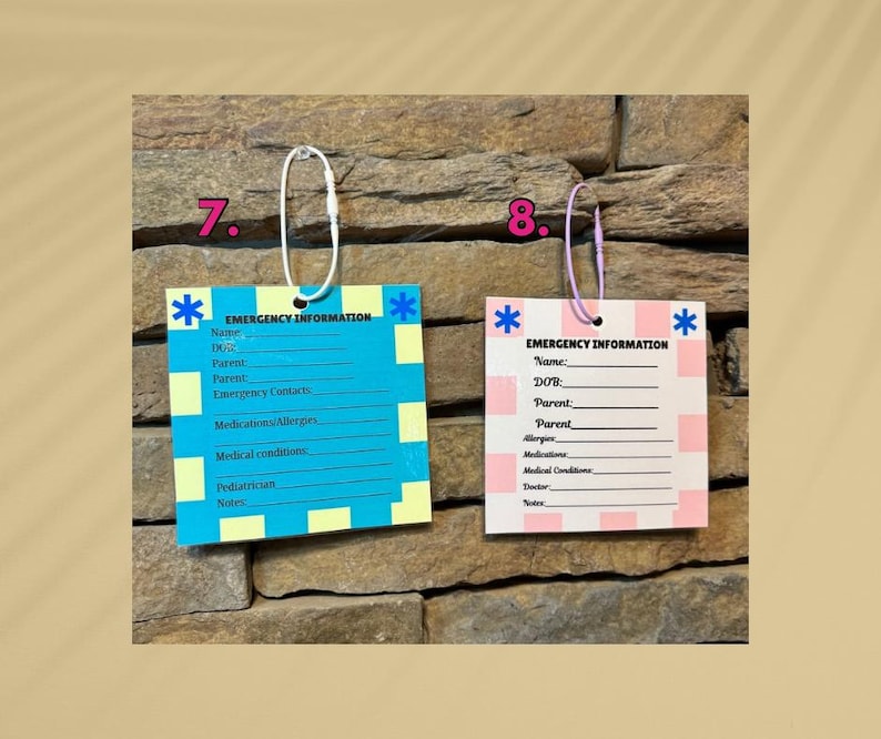Emergency Tags for Car Seat - Etsy