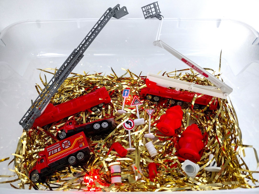 Kids Firefighter Sensory Bin, Sensory Play, Emergency Truck Play Box - Etsy