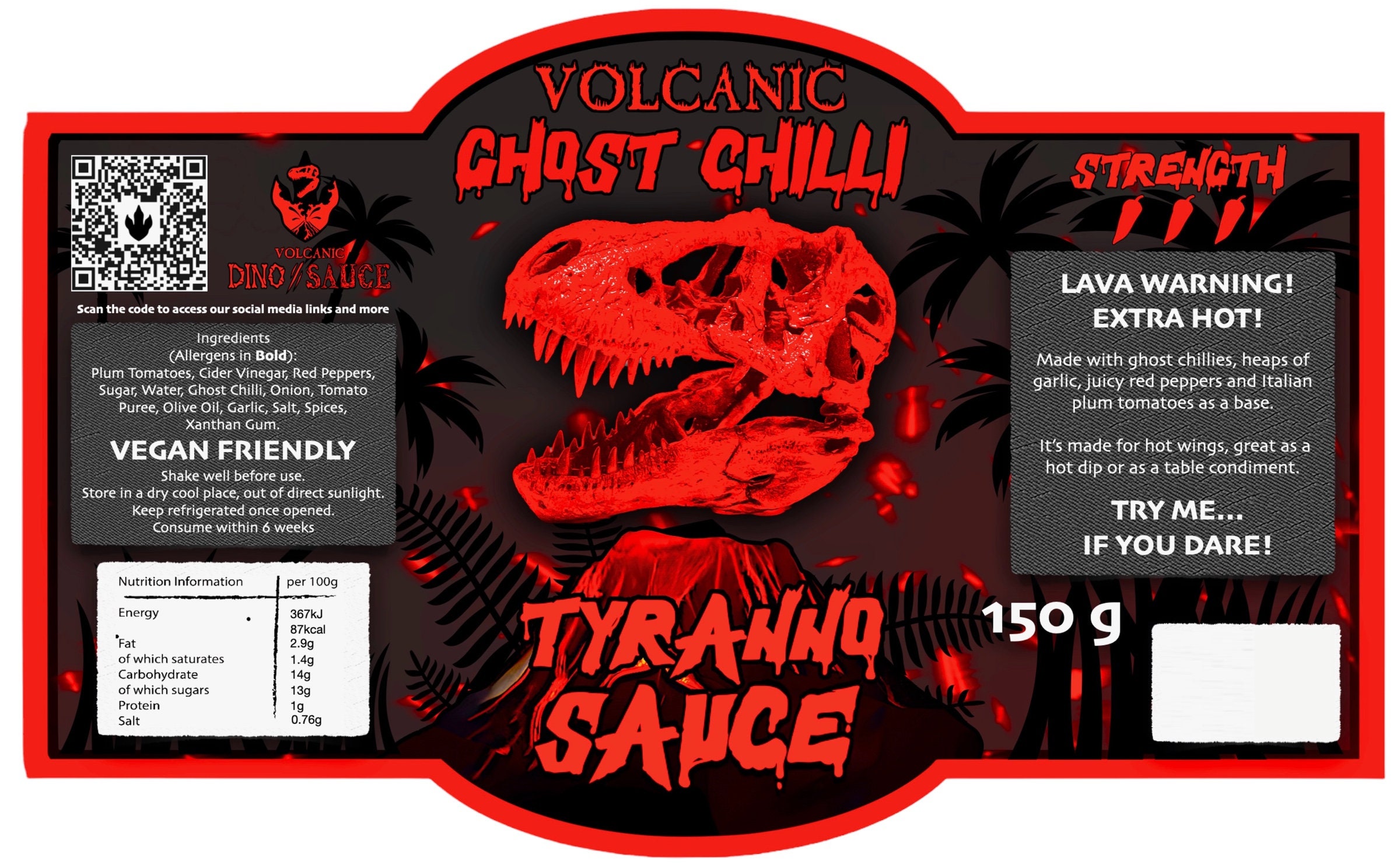 Jurassic Park Themed Volcanic Ghost Chilli Tyranno sauce, HOT Chilli ...