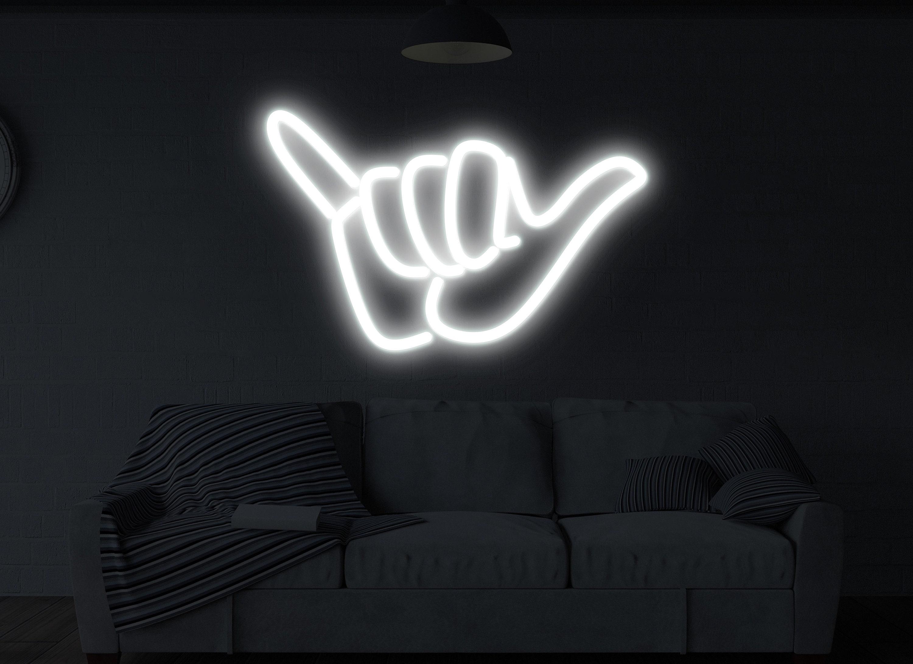 Shaka Hand Neon Sign, Surfing Decor, Hawaii Neon Decor, Surfers Led ...