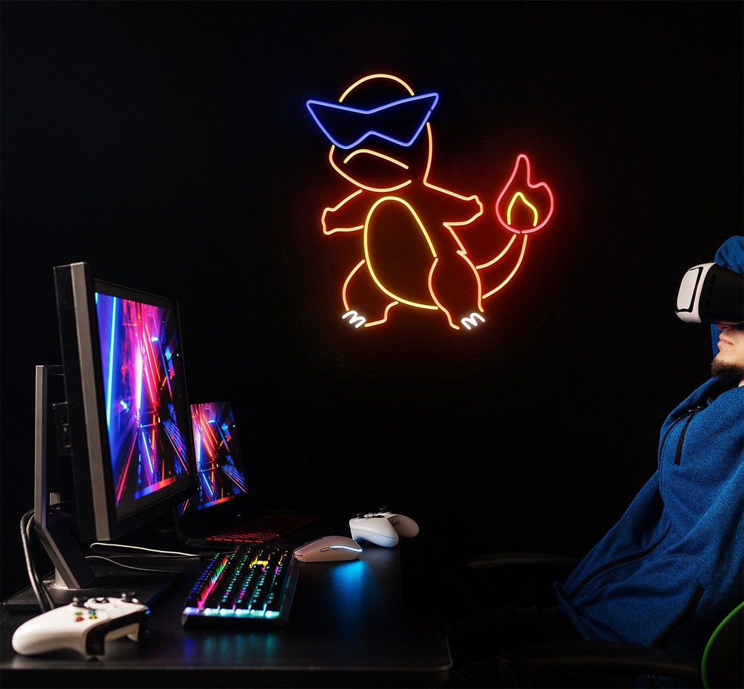 Pokemon Charmander Neon Sign, Dragon Neon Sign, Cartoon Character, Neon ...