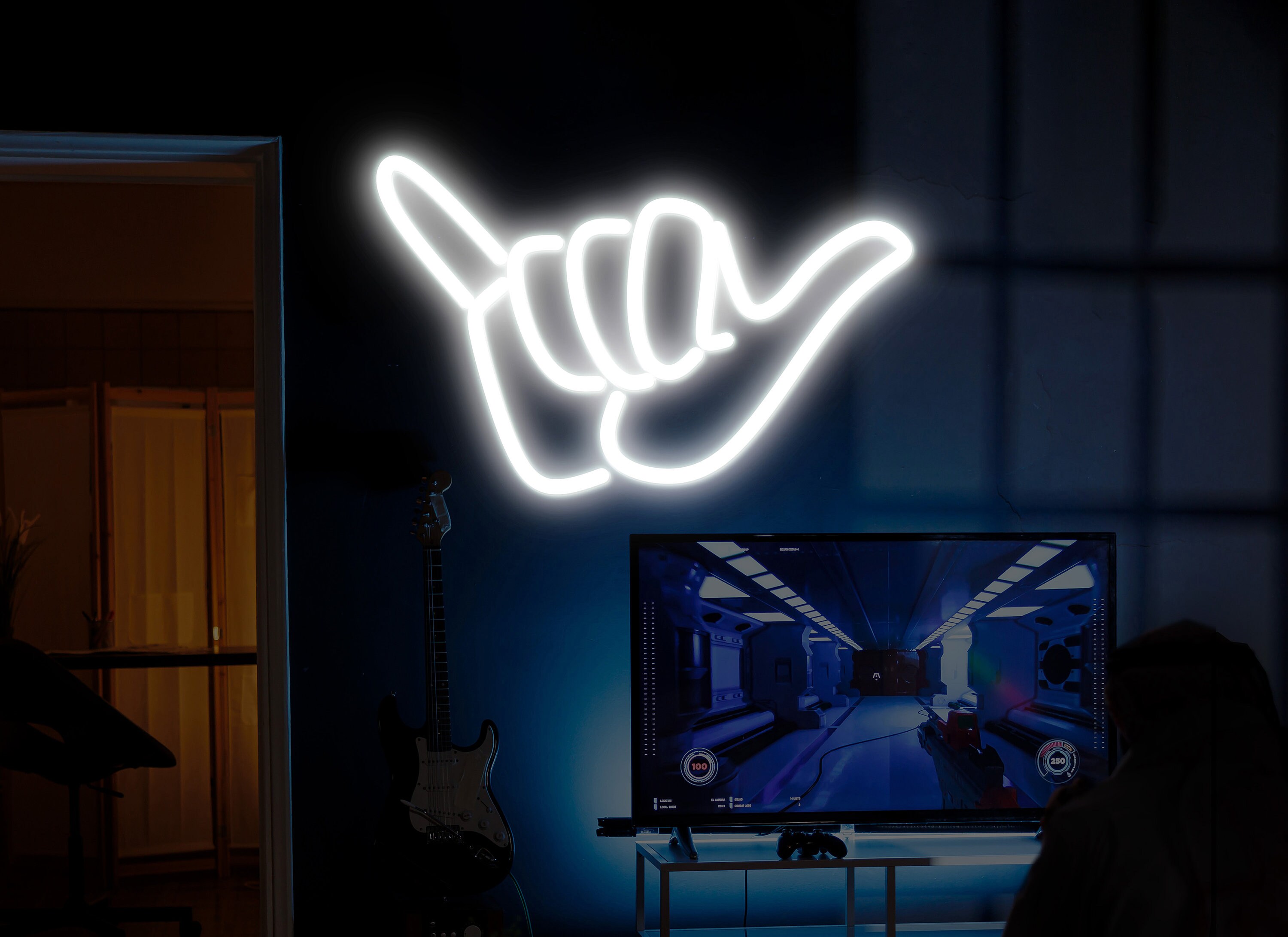 Shaka Hand Neon Sign, Surfing Decor, Hawaii Neon Decor, Surfers Led ...