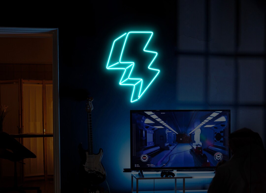 Lightning Neon Sign, Lightning Bolt Neon Sign, Neon Light, Neon Wall ...