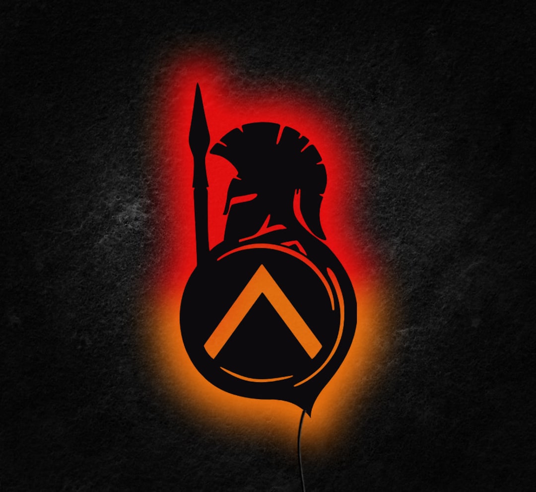 Spartan Helmet Led Sign, Spartan Led Lighted Wall Decor, Handmade Led ...