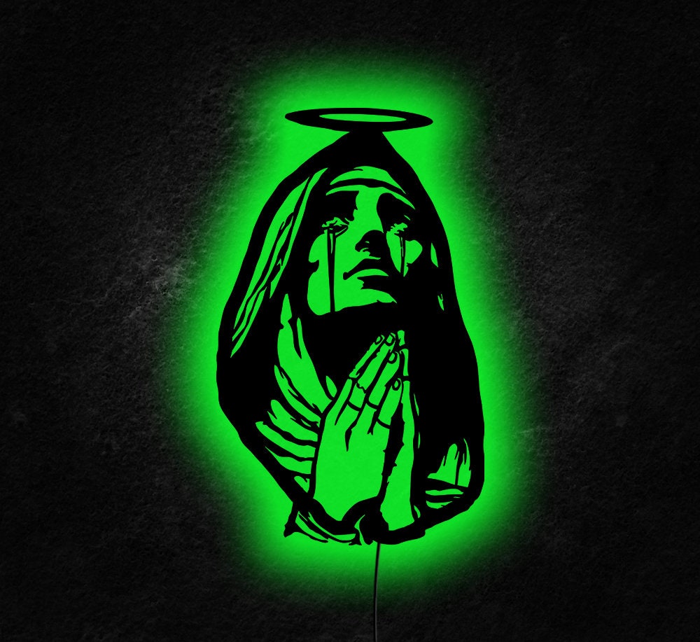 Virgin Mary Silhouette Wall Decor, Virgin Mary Light Art, Catholic Gift ...