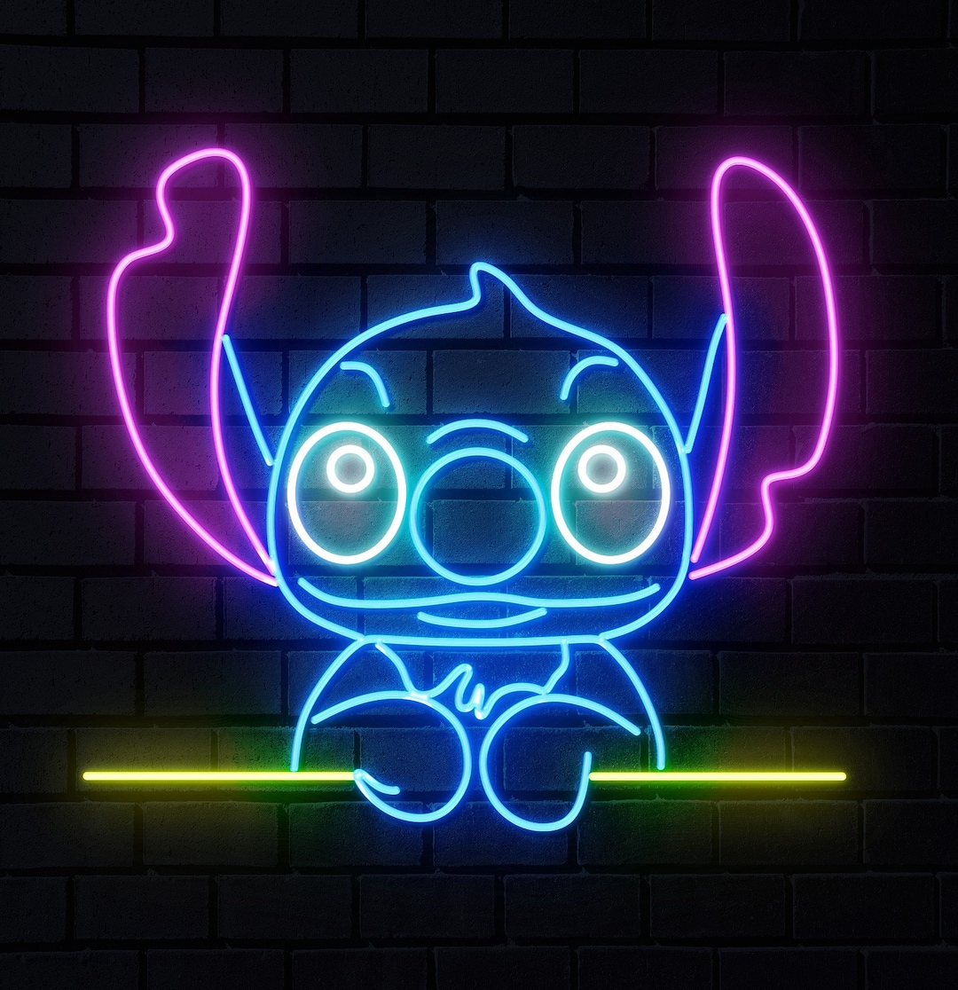 Alien Neon Sign, Cartoon LED, Neon Wall Sign, Stitch 3D Night Light ...