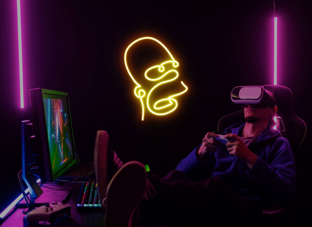 Homer Simpson Neon Sign, the Simpsons Cartoon Wall Art, the Simpsons ...