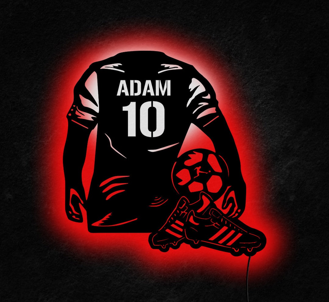 Custom Football Name Led Sign, Personalized Soccer Name Wall Sign ...