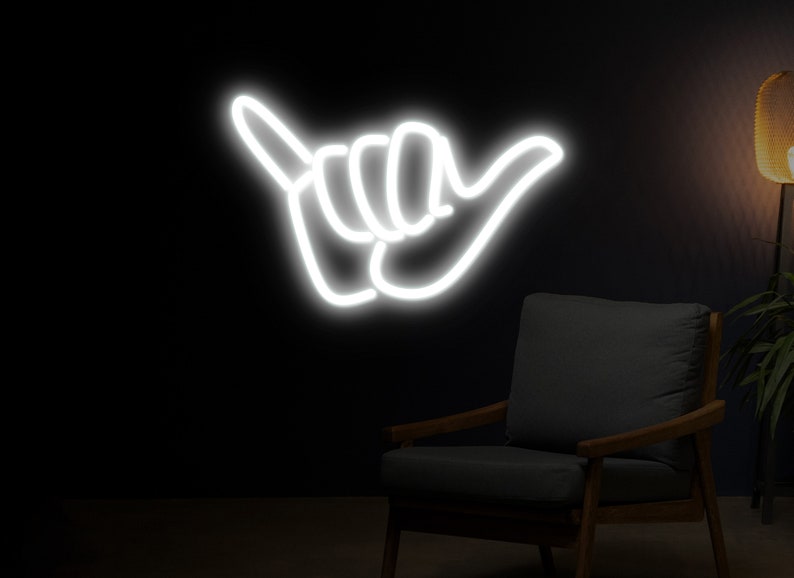 Shaka Hand Neon Sign, Surfing Decor, Hawaii Neon Decor, Surfers Led ...