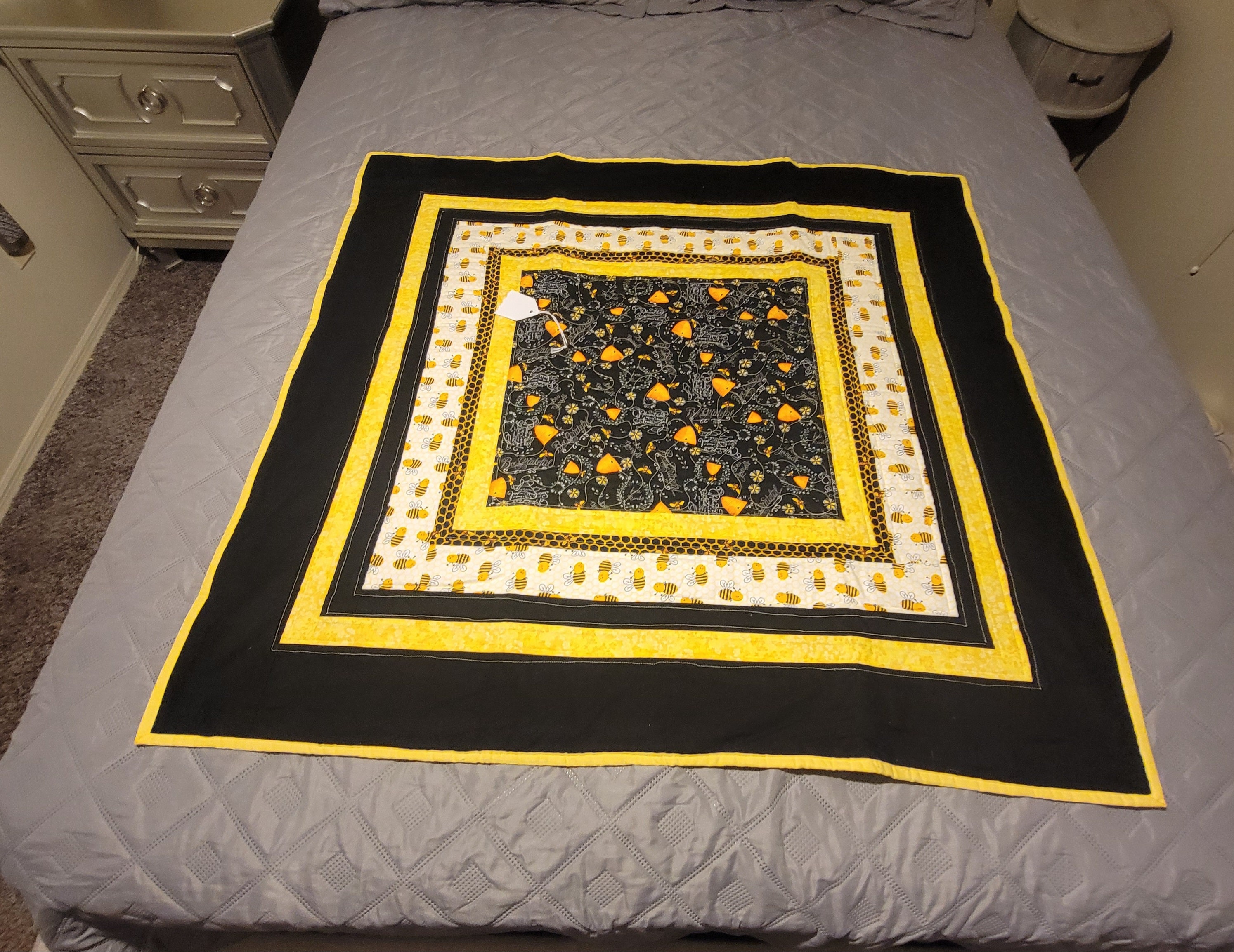 Bee Quilt, Yellow and Black Bee Patchwork Quilt, Bee Quilt, Bees Baby ...