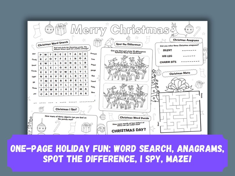 Printable Christmas Game for Kids Christmas Coloring Pages, Word Search ...