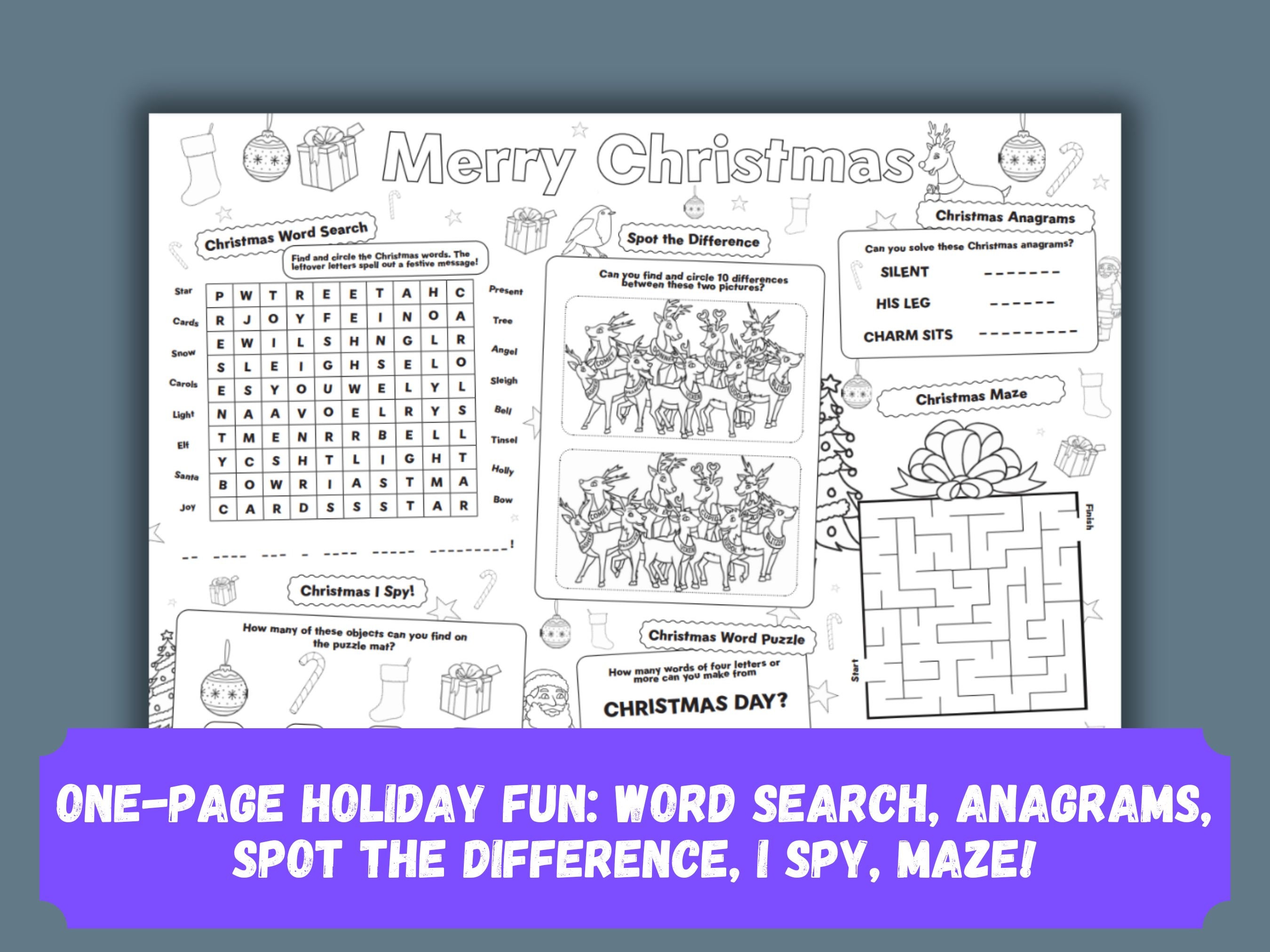 Printable Christmas Game for Kids Christmas Coloring Pages, Word Search ...