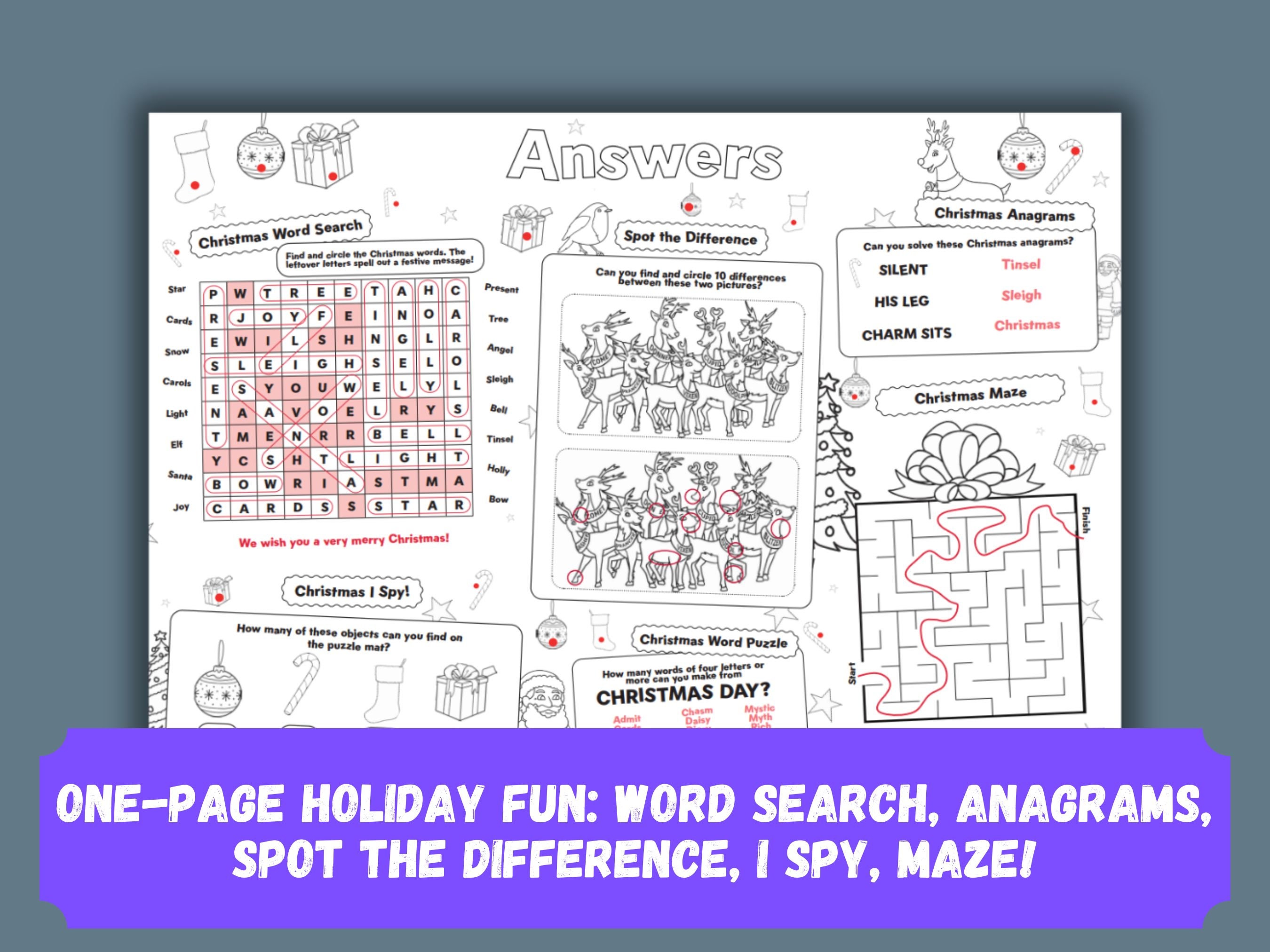 Printable Christmas Game for Kids Christmas Coloring Pages, Word Search ...