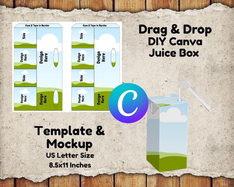 DIY Juice Box Label Template: Canva Editable Wrapper (PDF Download) - Etsy