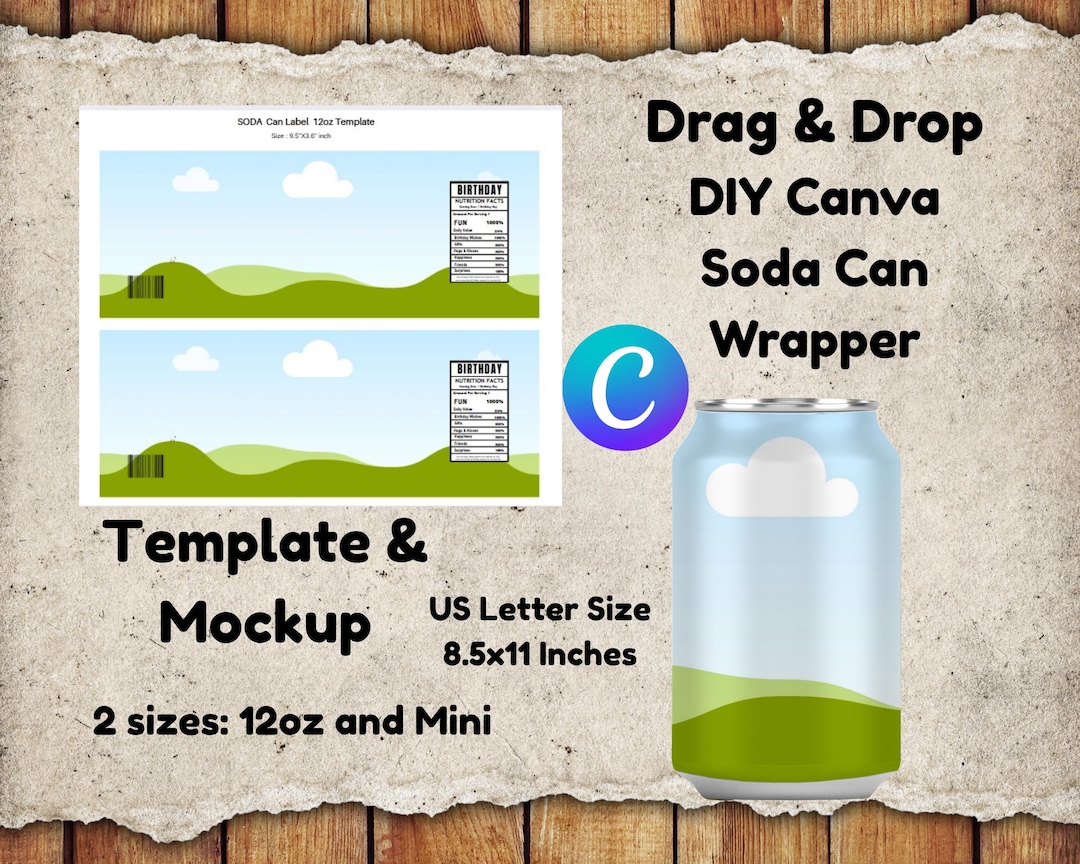 DIY Soda Can Wrapper Label Template, Digital Wrapper, Canva Editable ...