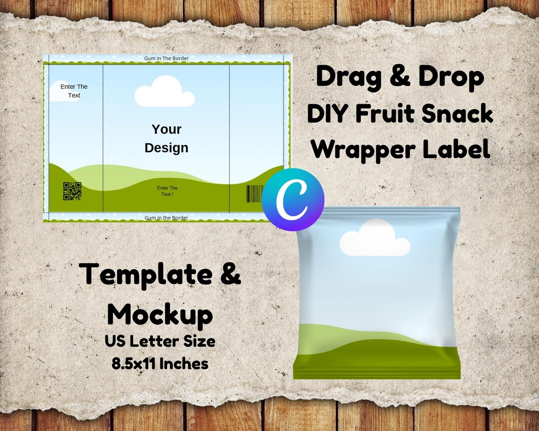 DIY FRUIT SNACKS Wrapper Label Template, Digital Wrapper, Canva ...