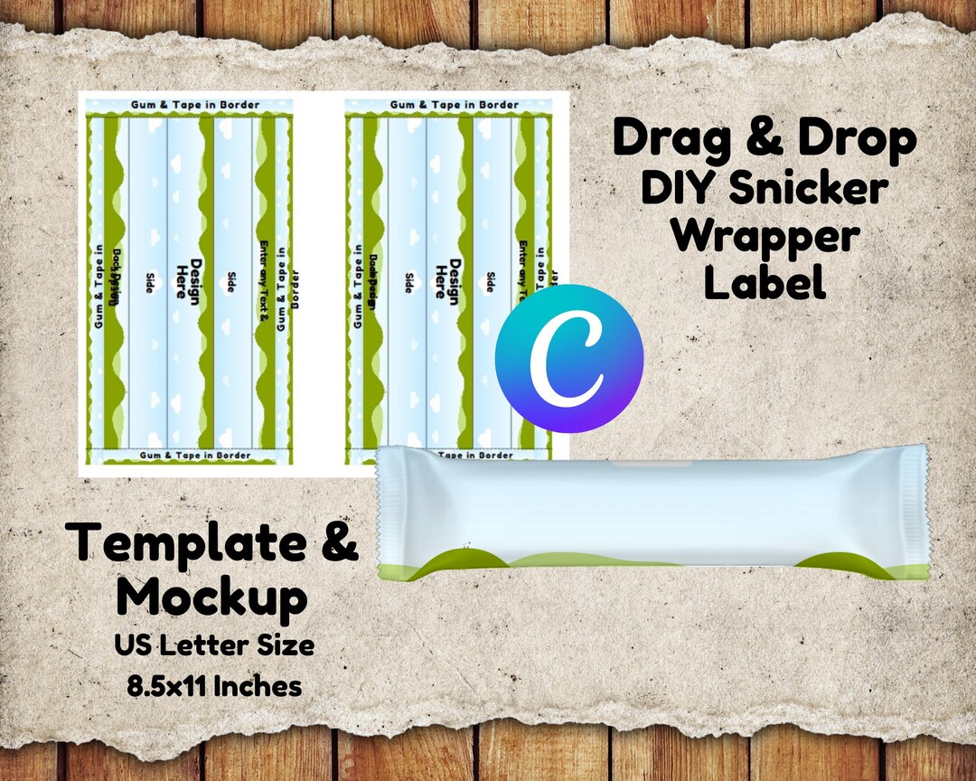 SNICKERS Wrapper Label Template and Mockup; Canva Editable, Candy Label ...