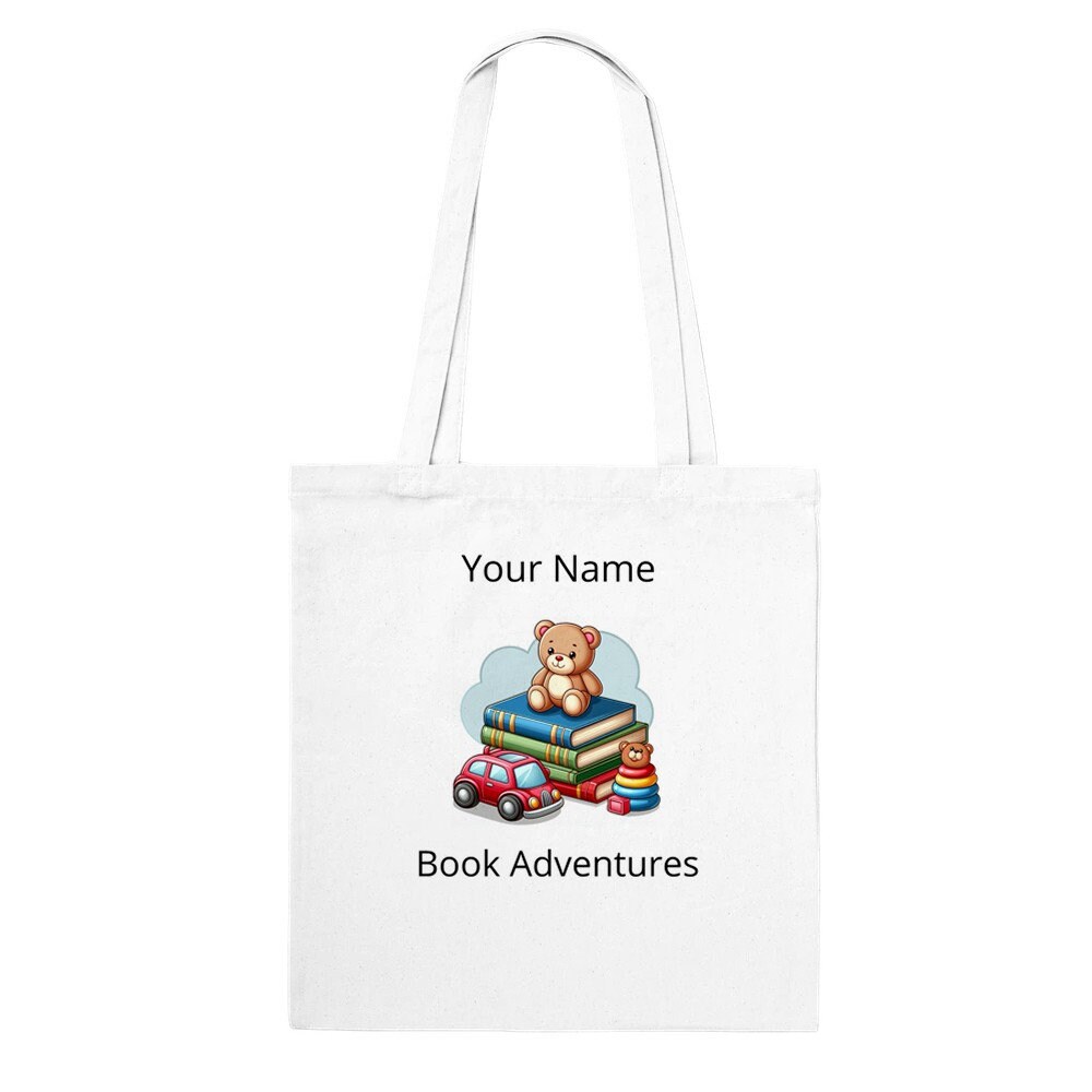 Personalised Library Book Tote Bag Kids Books With Teddy and - Etsy