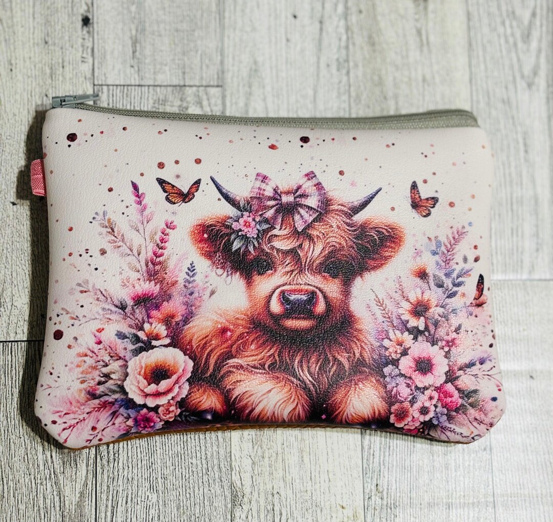 Pink Highland Cow Pouch - Etsy