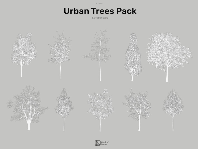 Flat Vector Urban Trees Pack, Set of 10 Vector Plants - Etsy