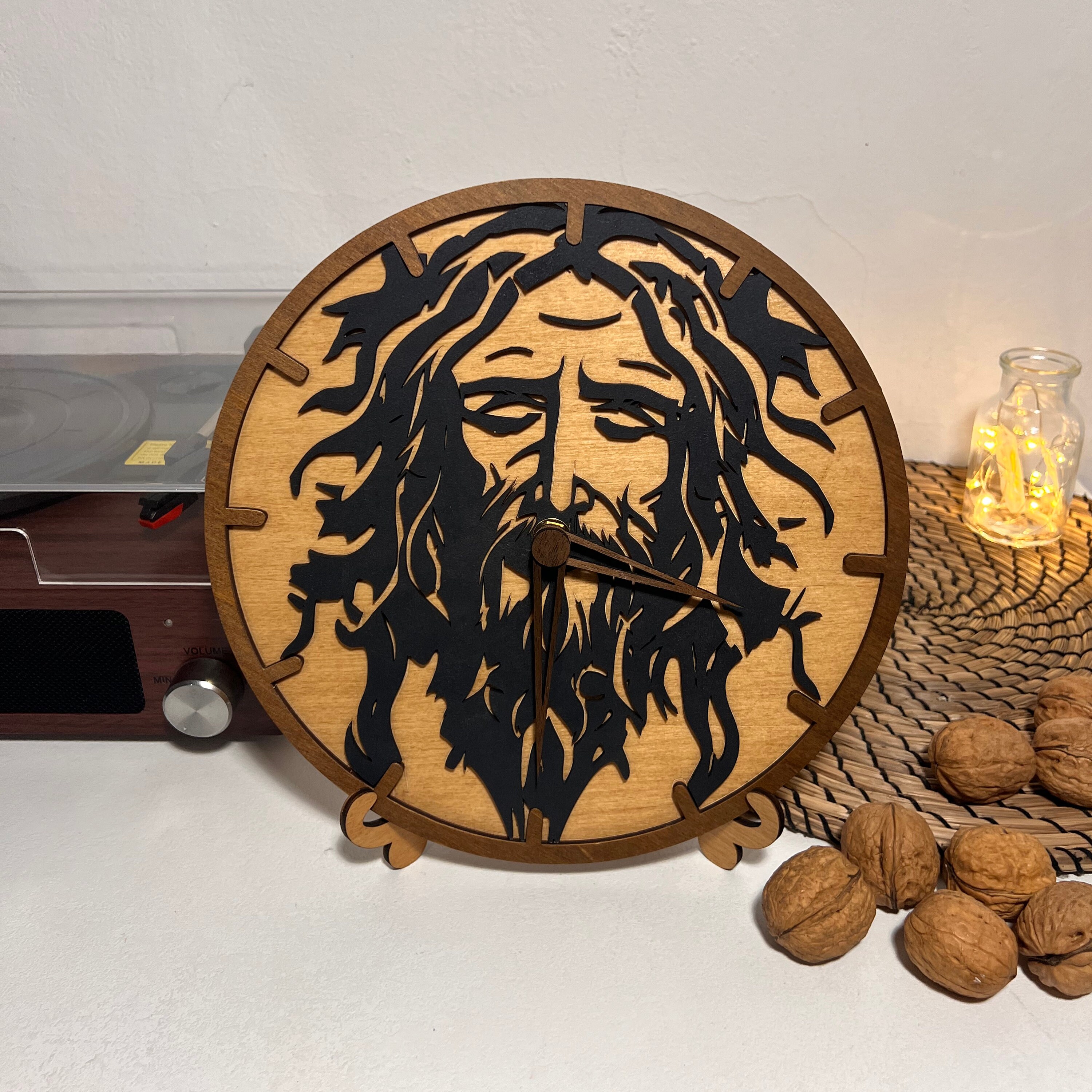 Religious Wooden Clock Art Wall Clock 3D Wood Clock Jesus Clock Bible ...