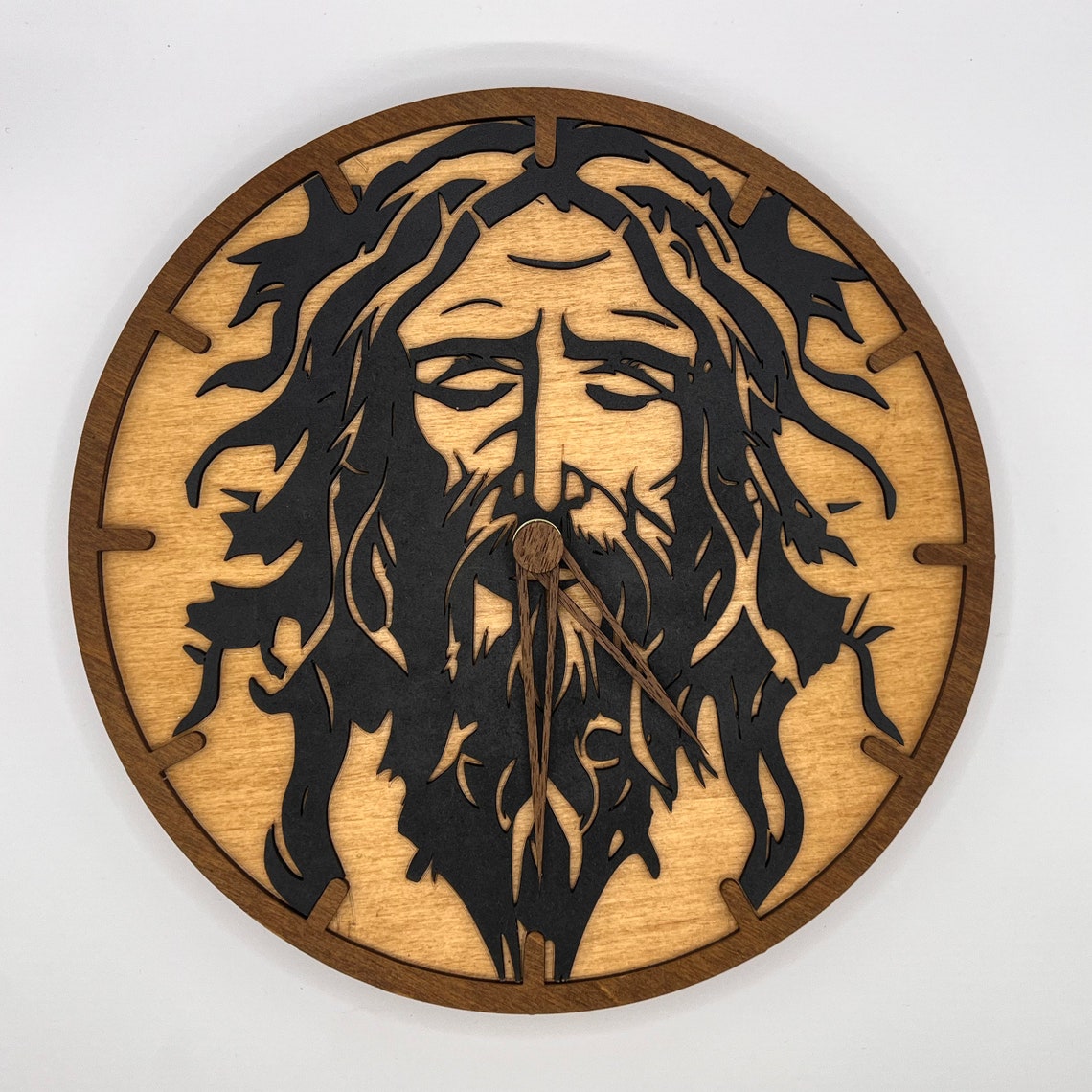 Religious Wooden Clock Art Wall Clock 3D Wood Clock Jesus Clock Bible ...