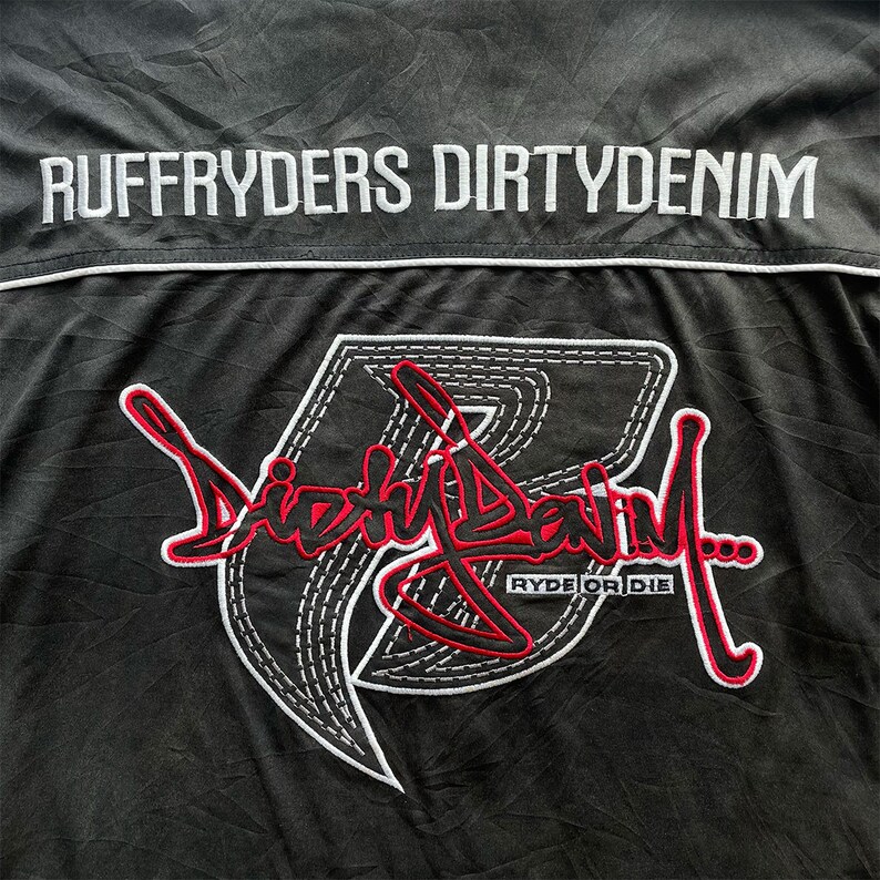 Vintage 90s Ruff Ryders Dirty Denim Embroidered Big Logo Hip Hop ...