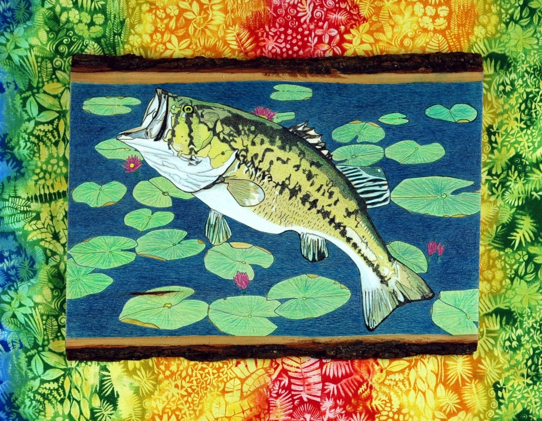 Leaping Large Mouth Bass in Lily Pads Wood Burning - Etsy