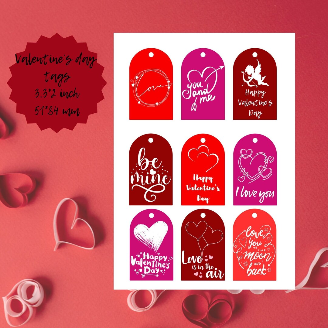 Valentines Day Tag Printable, Valentines Day Favor Tags, Valentines Day ...