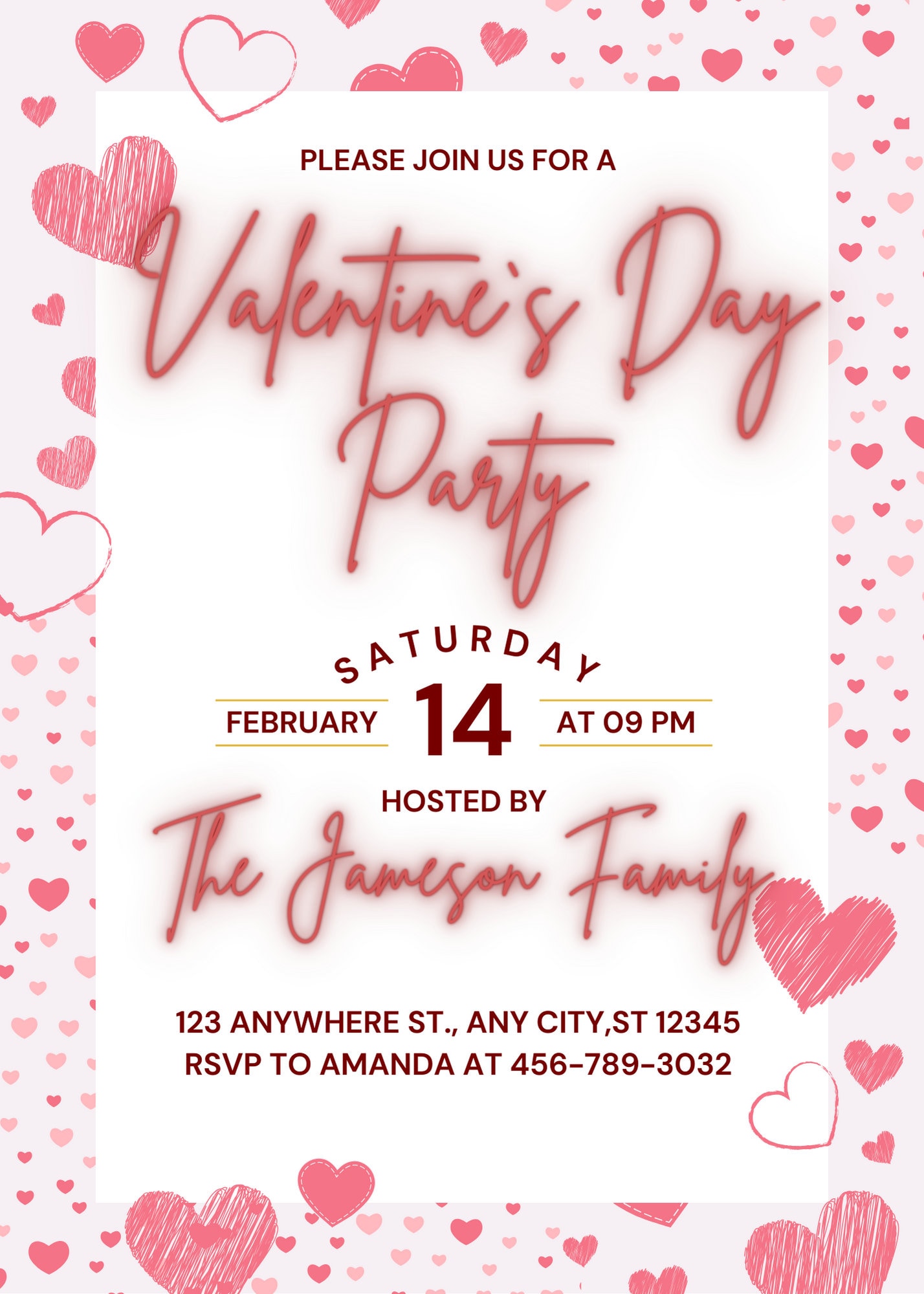 Valentine Day Party Invitation - Instant Download - Etsy