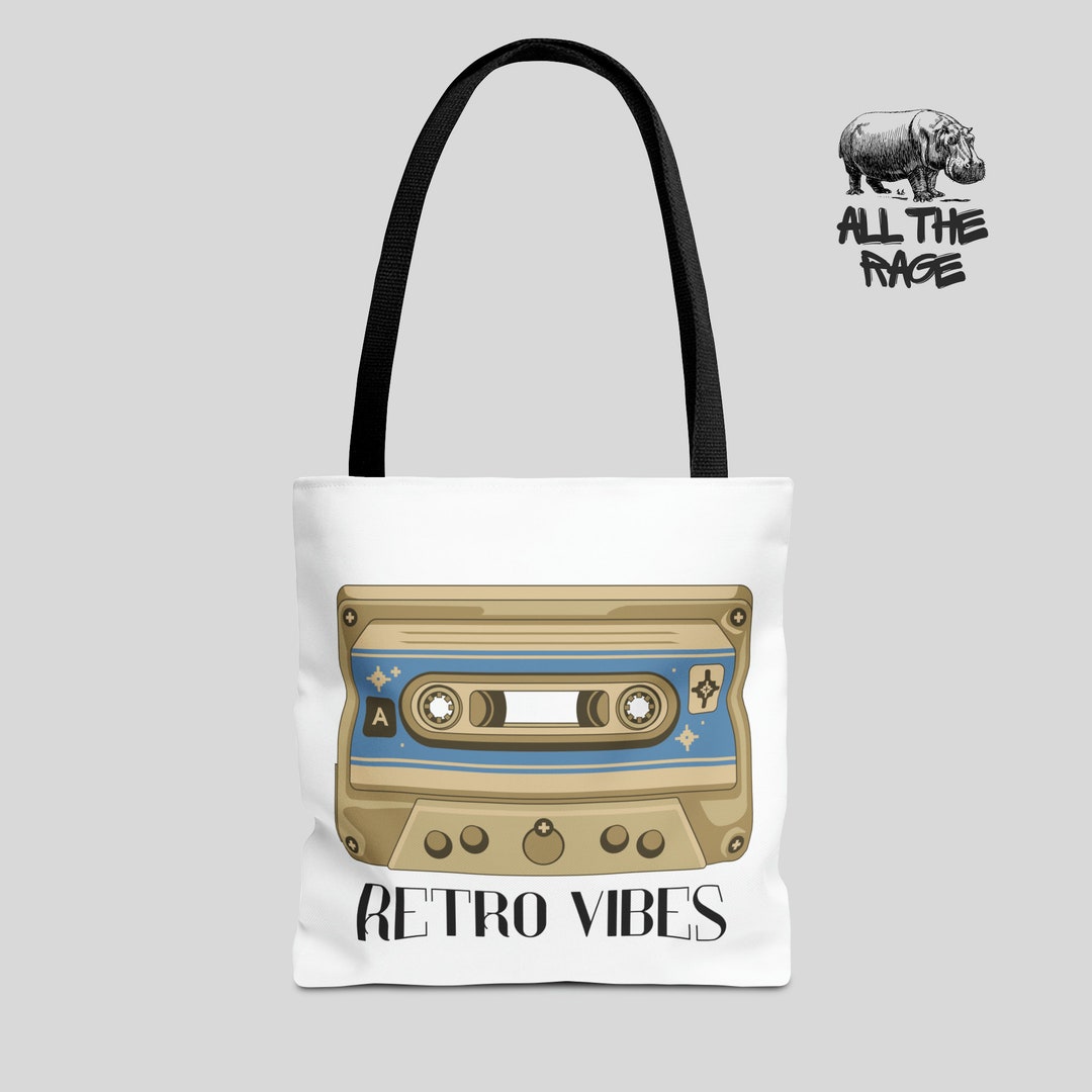 Retro Vibes Canvas Tote Bag 1980s Shopping Shoulder Bag Vintage Retro ...