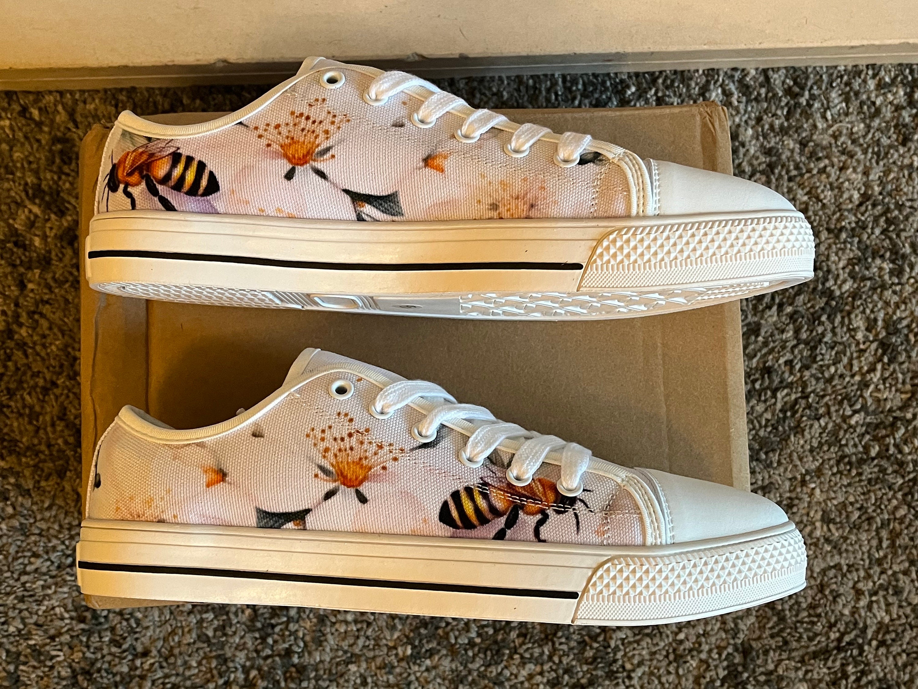 Floral Bee Sneakers Converse Style Vans Style Sneakers Womens Shoes ...
