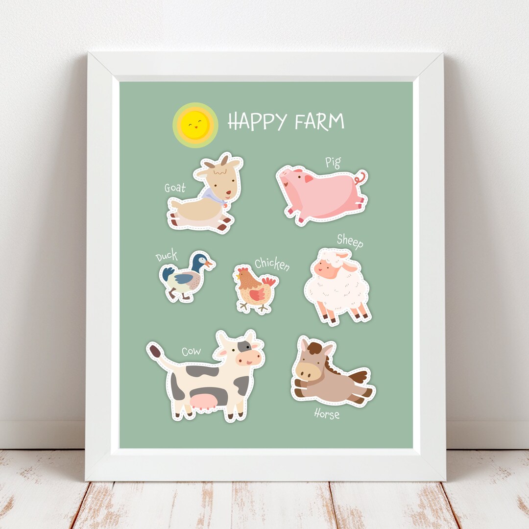 Animals Farm, Kids Wall Art Printable, Playroom Decor, Kids Room Decor ...