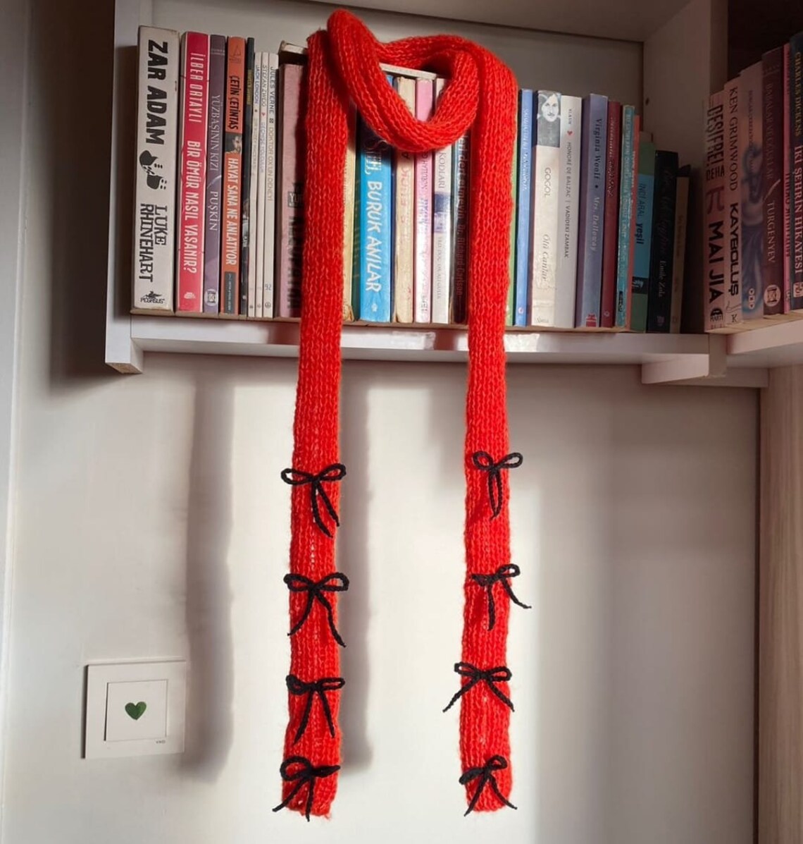 Handmade Bow Skinny Scarf, Knit Choker Scarf, Crochet Skinny Scarf ...